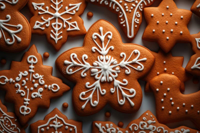Gingerbread Cookie Pattern with Icing Details. Generative AI Stock ...