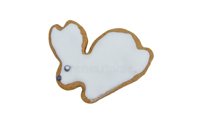 Gingerbread Cookie in Shape of Bunny Isolated on White Background Stock ...