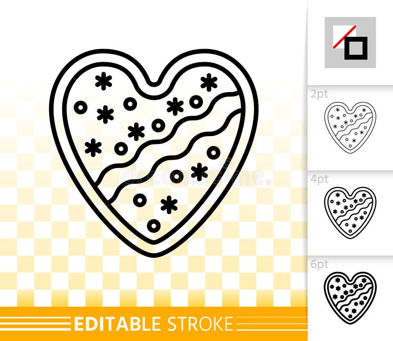 Gingerbread Cookie Heart Black Line Vector Icon Stock Vector ...
