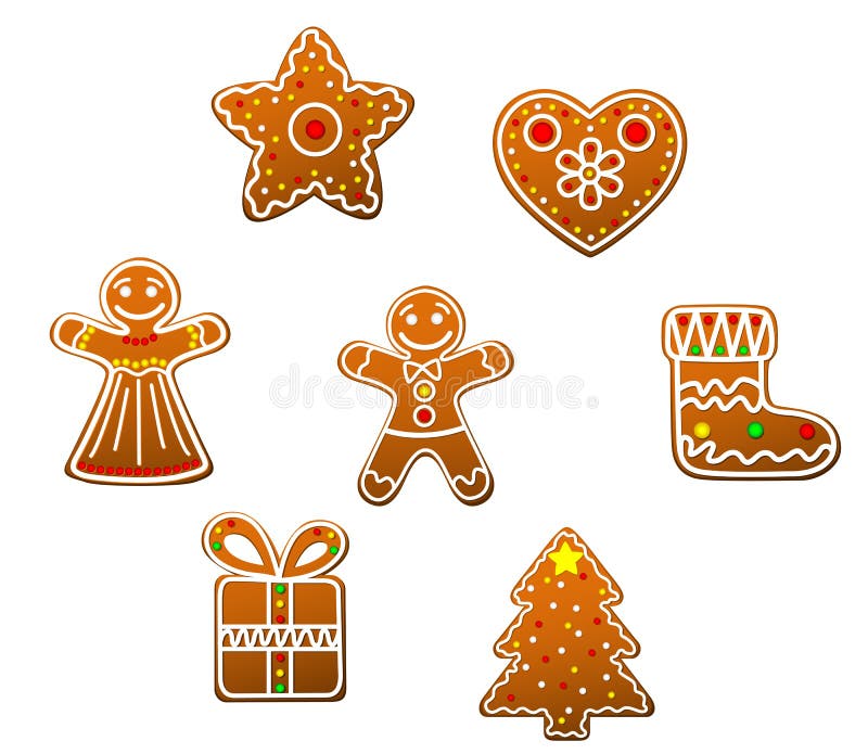 Icon Set - Xmas Gingerbread Cookies Stock Vector - Illustration of ...