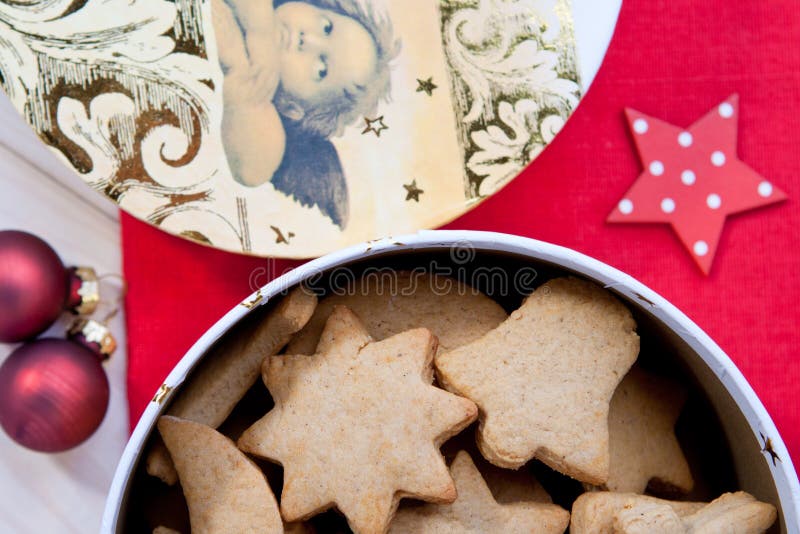 Christmas Gingerbread Cookies in Box Stock Photo - Image of closeup ...