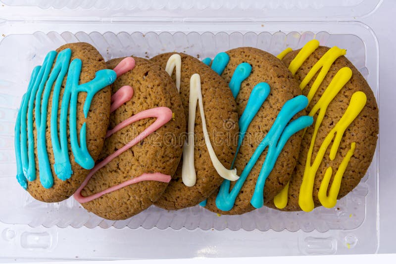 Gingerbread Cookies Decorated with Colored Glaze. Biscuits in ...