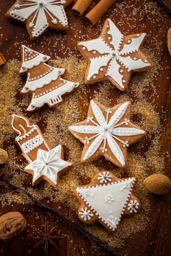 Gingerbread Cookies with Nuts and Spices Stock Photo - Image of biscuit ...