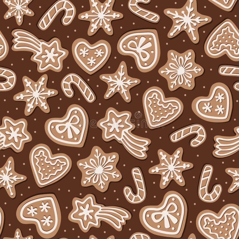 Gingerbread Cookies Seamless Pattern Stock Vector - Illustration of gingerbread, ginger: 132809501