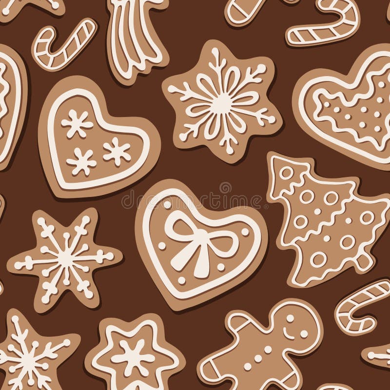 Gingerbread Cookies Seamless Pattern Stock Vector - Illustration of ...