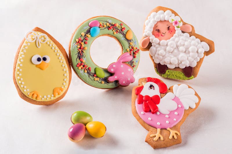 Gingerbread Cookies in the Shape of a Chicken, a Lamb and a Cockerel ...