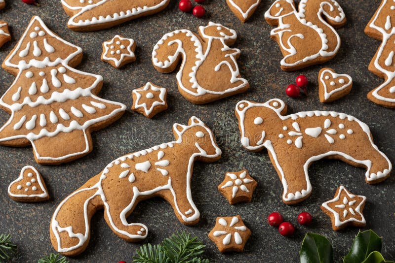Gingerbread Cookies in the Shape of Forest Animals Stock Image - Image ...