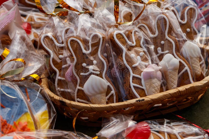 Gingerbread Cookies in the Shape of Funny Rabbit with Ice Cream Stock ...