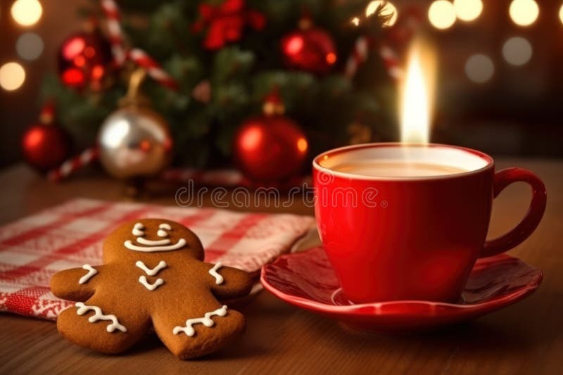 Gingerbread with Cup of Coffee. Illustration AI Generative Stock ...