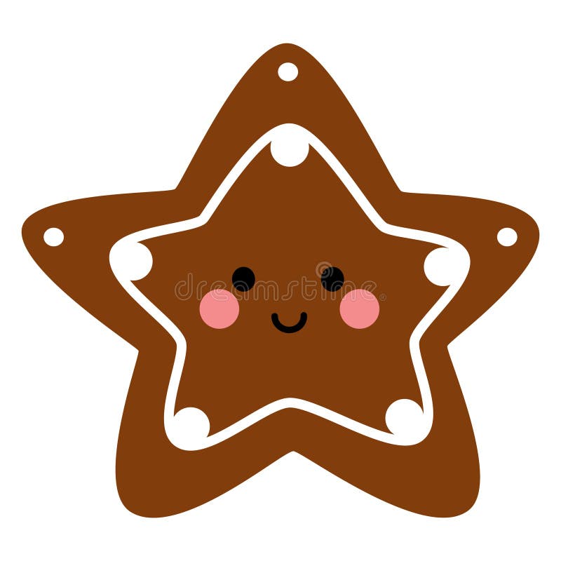 Cute Christmas Chocolate Gingerbread Cookie in Star Shape Stock Vector ...