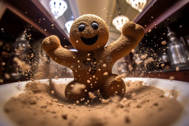 Gingerbread Dancing in Cocoa Powder Stock Illustration - Illustration ...
