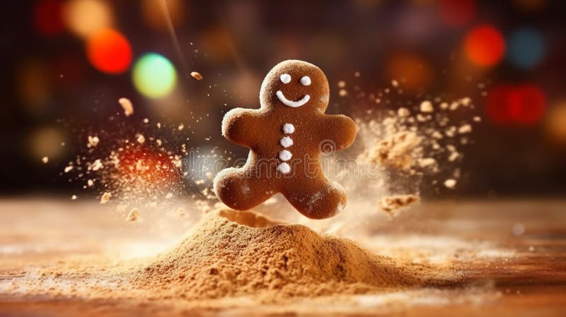 Gingerbread Dancing in Cocoa Powder Stock Illustration - Illustration ...