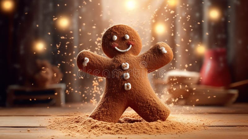 Gingerbread Dancing in Cocoa Powder Stock Illustration - Illustration ...