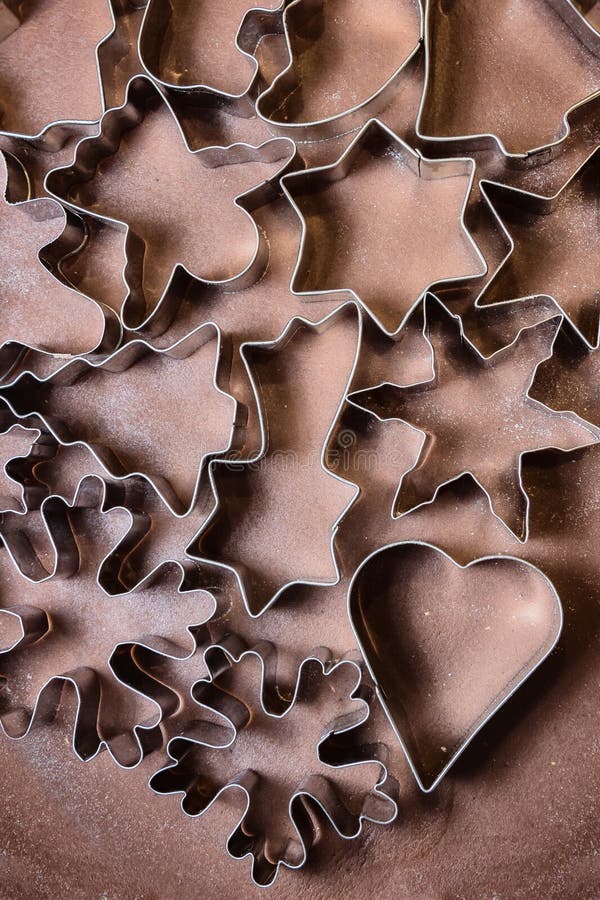 Gingerbread Dough and Christmas Cookie Cutters Stock Image - Image of ...