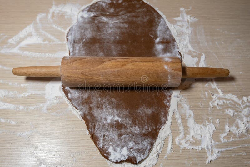 Gingerbread Dough Roll on the Table Rolled Out Dough for Making Cookies ...