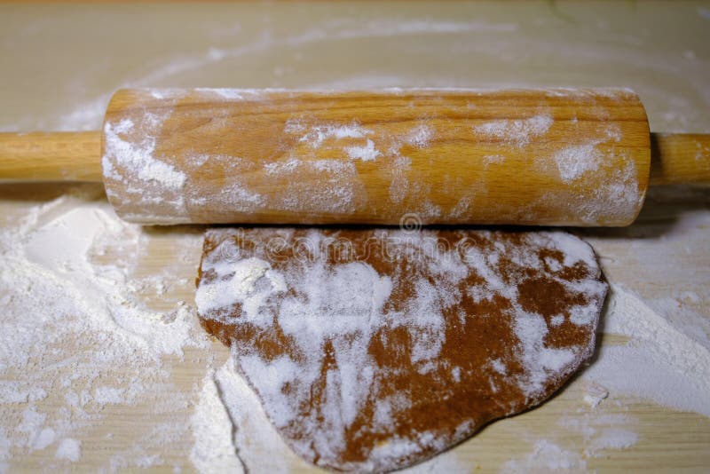 Gingerbread Dough Roll on the Table Rolled Out Dough for Making Cookies ...