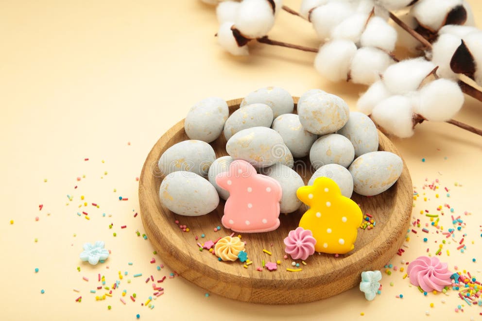 Gingerbread Easter Figures - Rabbit with Easter Egg on Beige Background ...