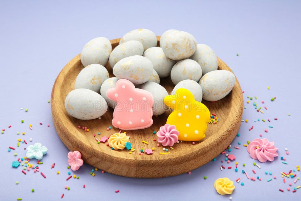 Gingerbread Easter Figures - Rabbit with Easter Egg on Purple ...