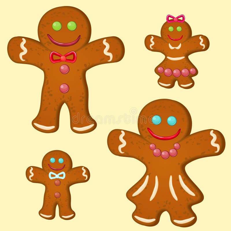 Gingerbread family stock vector. Illustration of decoration - 26849336