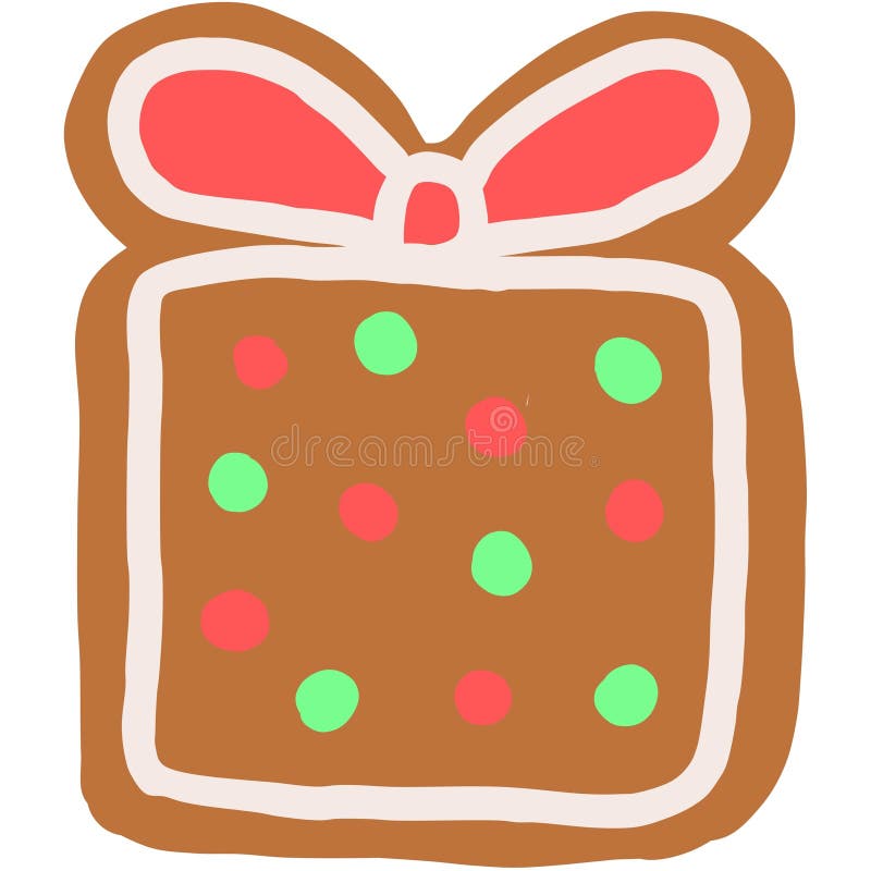 Gingerbread Man with Gift Boxes and Peppermint Candy Cane Outline Line ...