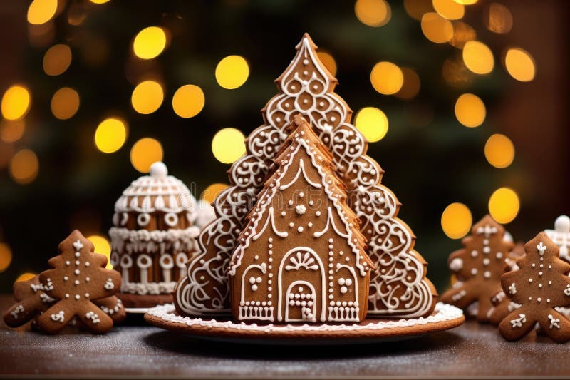 Gingerbread and Ginger Christmas Tree Stock Photo - Image of icing ...