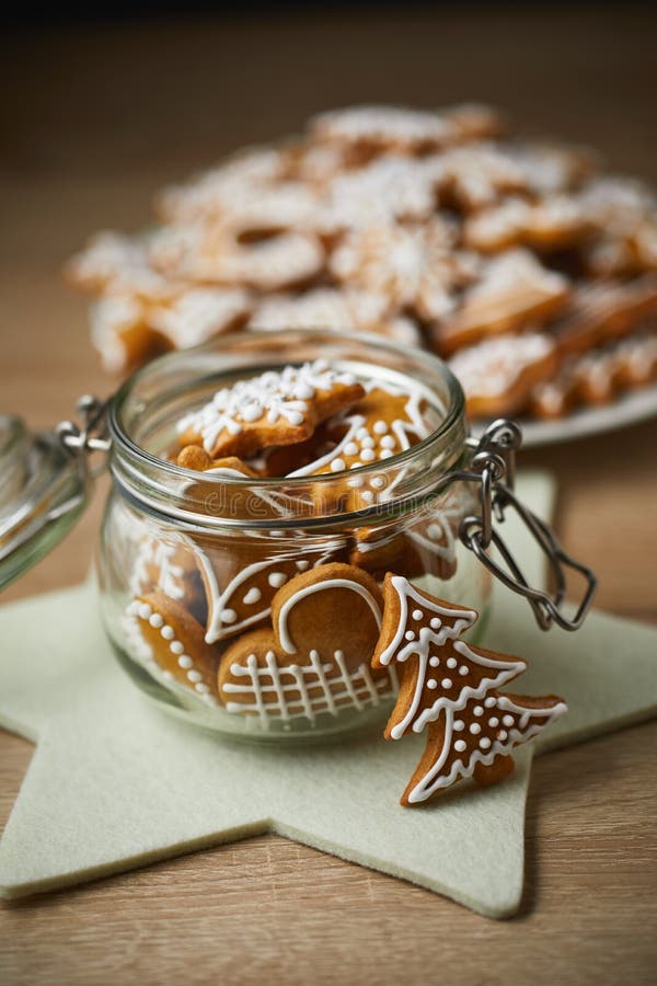 Gingerbread in a Glass Jar. Christmas Biscuits Stock Image - Image of ...