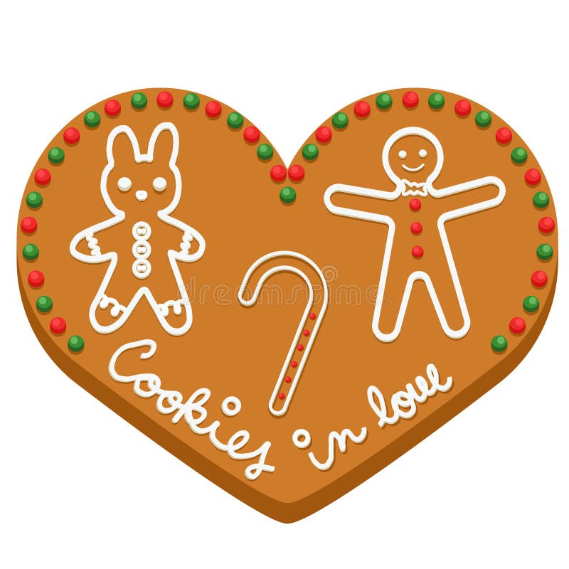 Gingerbread Heart Christmas Cookie with Love Stock Vector ...