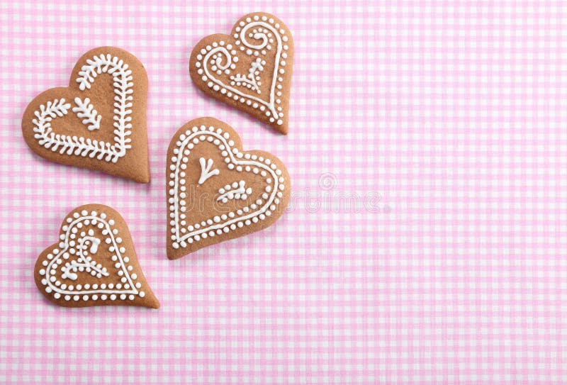 Gingerbread hearts. stock image. Image of icing, decorated - 108039573