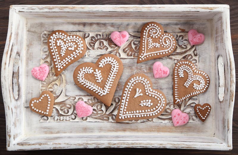 Gingerbread hearts. stock image. Image of cookie, decoration - 108039567