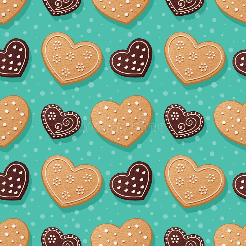 Gingerbread hearts pattern stock vector. Illustration of cake - 99091240