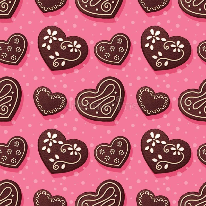 Gingerbread hearts pattern stock vector. Illustration of happy - 99339430