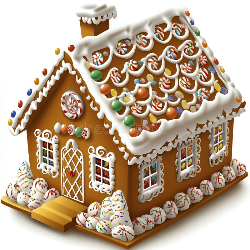 Gingerbread House with Candy Details Stock Illustration - Illustration ...
