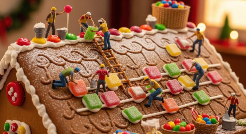 Gingerbread House Construction Stock Illustrations – 620 Gingerbread ...