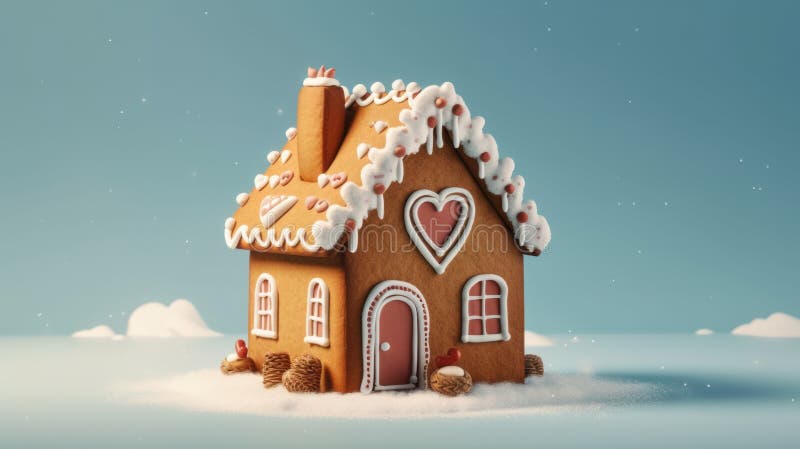 Gingerbread House with Copy Space. Generative AI. Stock Illustration ...