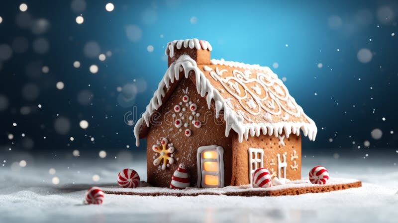 Gingerbread House with Copy Space. Generative AI. Stock Illustration ...
