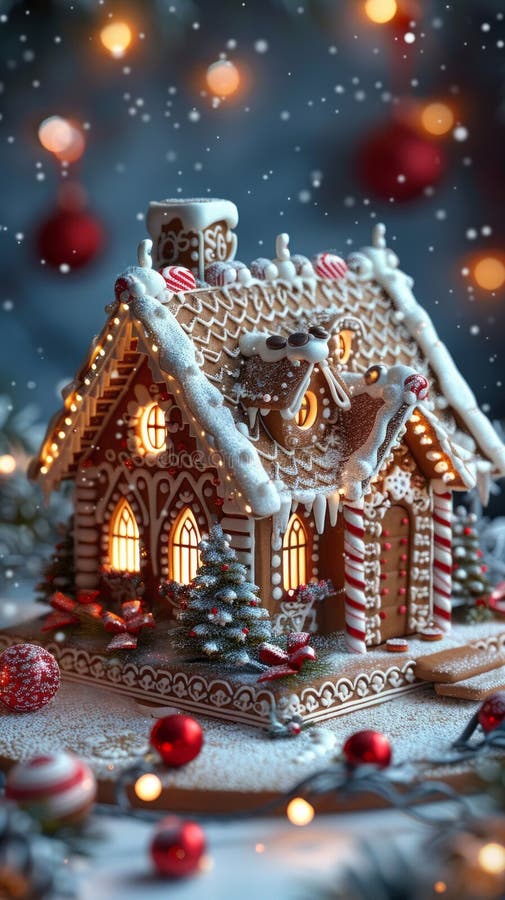 This Gingerbread House Features Delicate Icing Designs, Candy Canes ...
