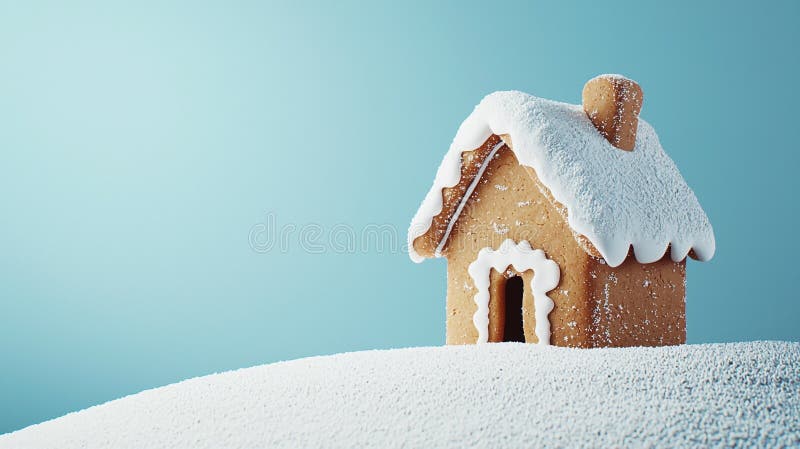 Gingerbread House Illustration with Snowy Rooftop and Space for Copy ...