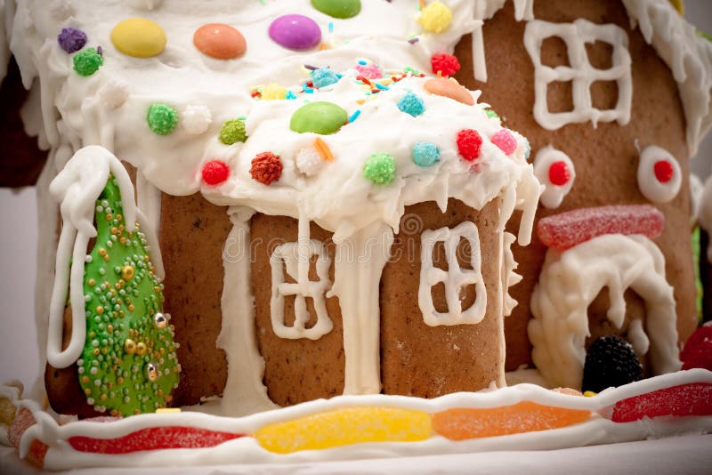 Gingerbread House Isolated on White Stock Photo - Image of decorated ...