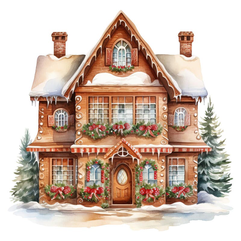 Gingerbread House with Pine Decoration Stock Image - Image of welcoming ...