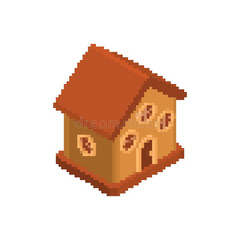 Gingerbread House Pixel Art. 8 Bit Cookie House Stock Vector ...