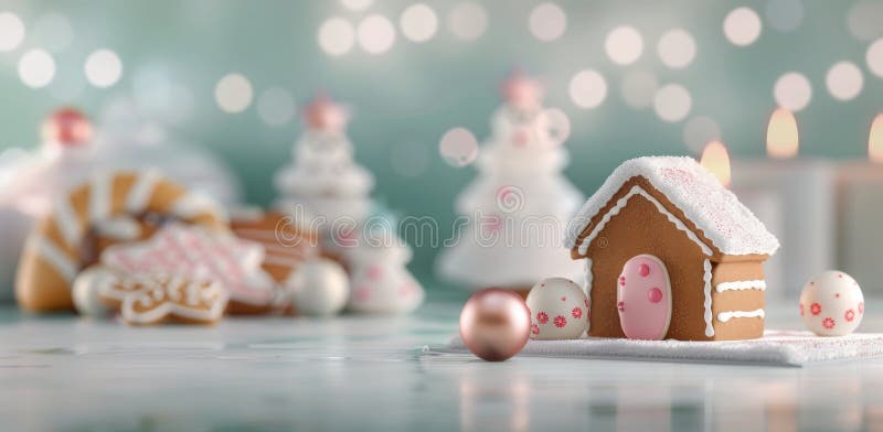 Gingerbread House Surrounded by Colorful Candy Decor on a Festive ...