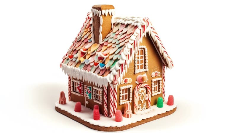 Gingerbread House on White Background, Made with Generative AI Stock ...