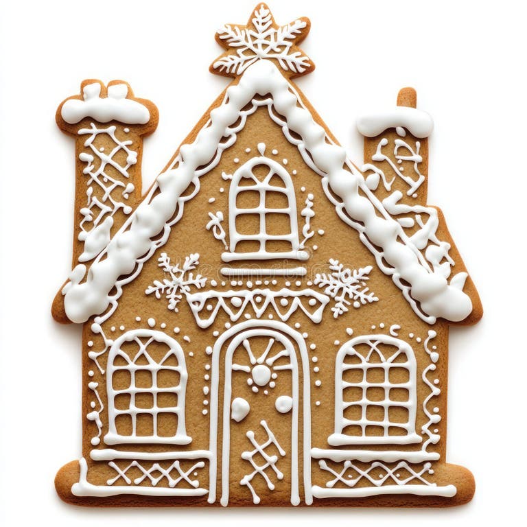 A Gingerbread House with White Icing Stock Illustration - Illustration ...