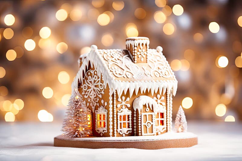Gingerbread House on a White Table Stock Image - Image of gingerbread ...