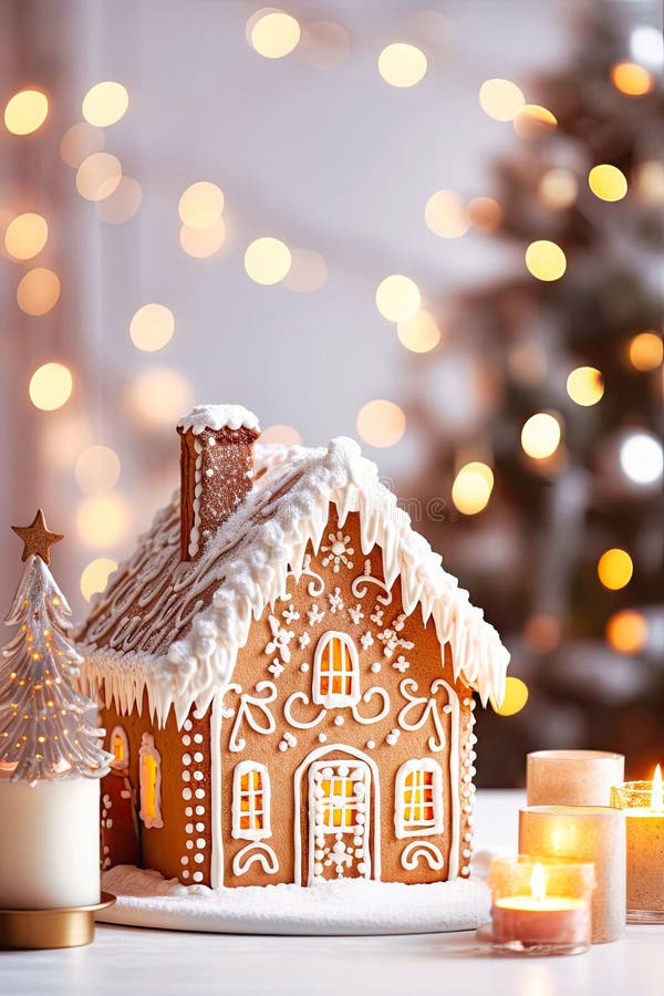 Gingerbread House on a White Table Stock Photo - Image of traditional ...