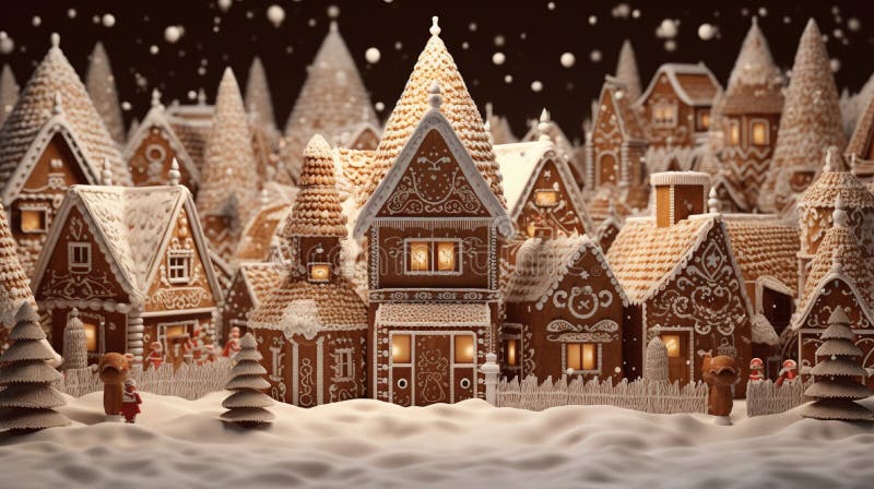 Gingerbread Houses in a Display of Nordic Tradition Stock Illustration ...