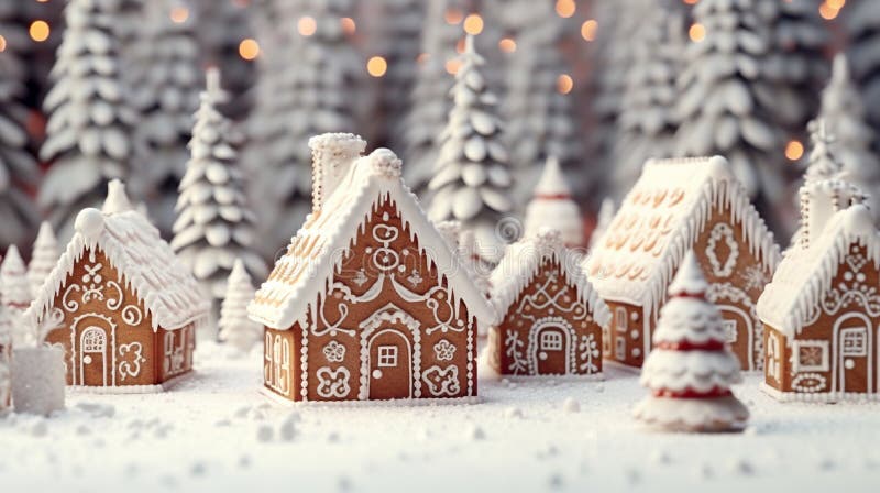 Gingerbread Houses in a Display of Nordic Tradition Stock Illustration ...