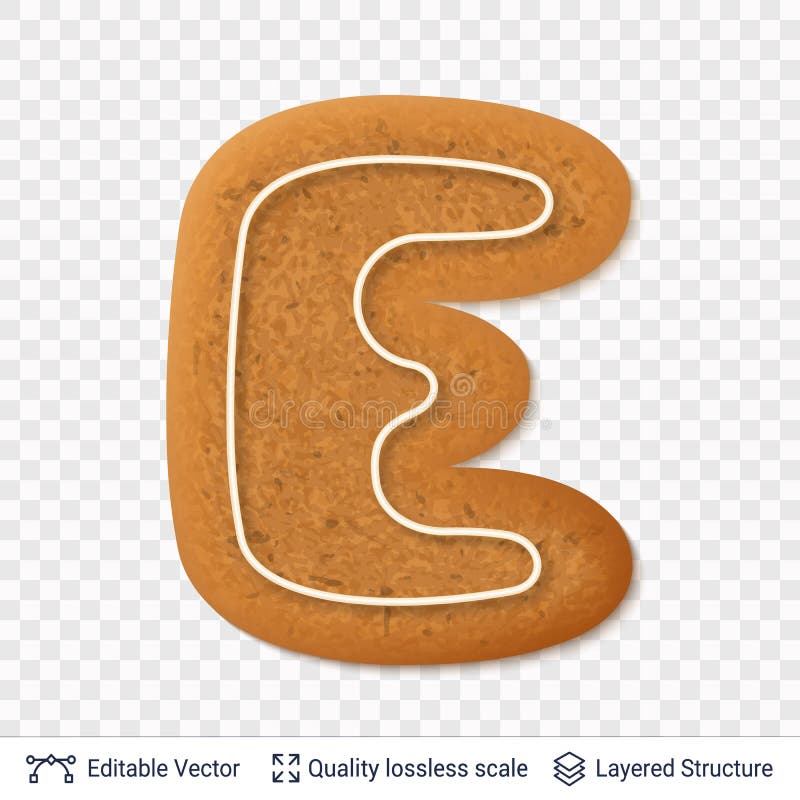 Gingerbread Letter E Symbol with Drop Shadow. Stock Vector ...