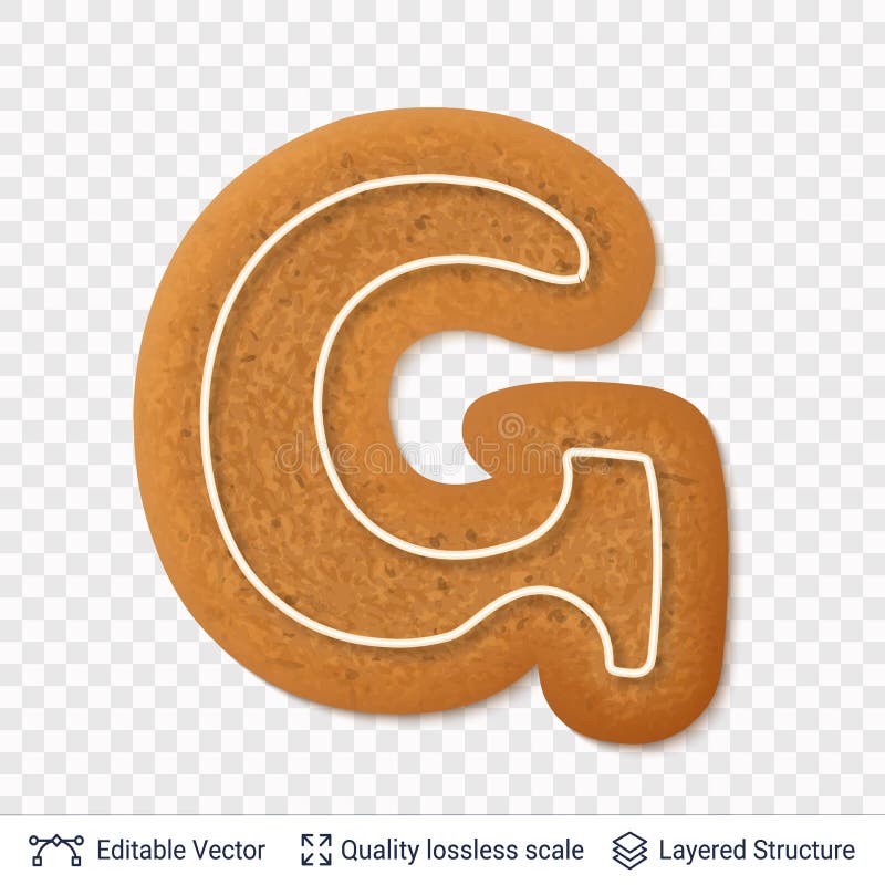 Gingerbread Letter G Symbol with Drop Shadow. Stock Vector ...