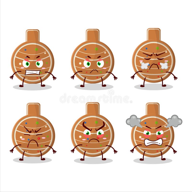 Gingerbread Light Blub Cartoon Character with Various Angry Expressions ...